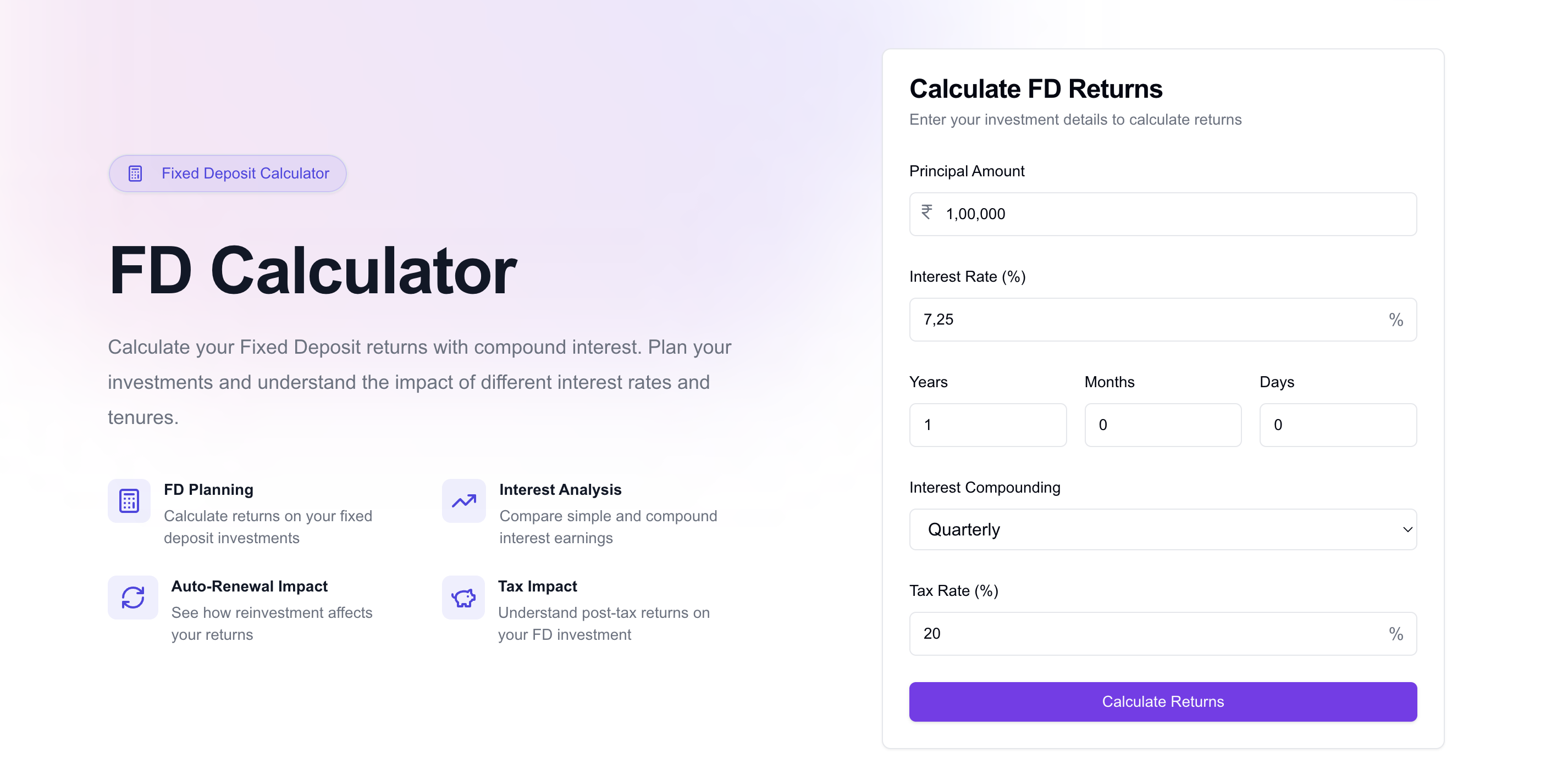 FD Calculator - Smart Invest Returns