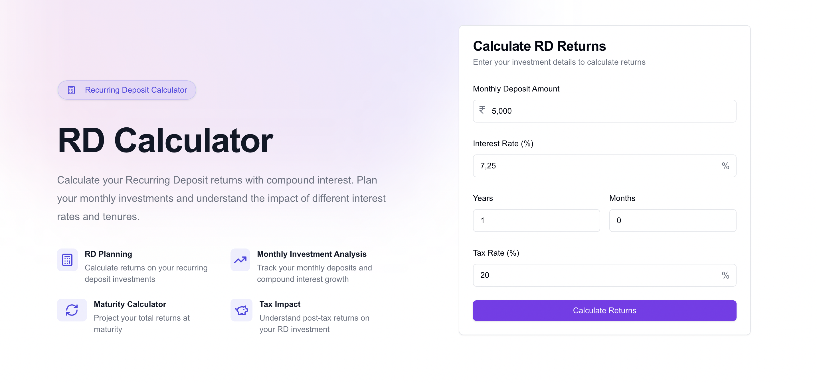 RD Calculator - Smart Invest Returns